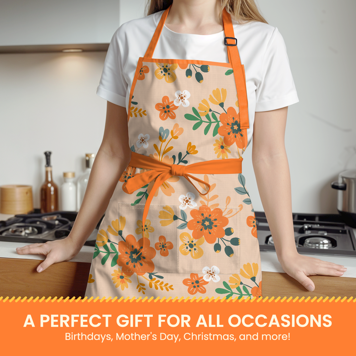 Kitchen Apron Mordern Creative Simple Floral Apron Chefs Kitchen Cotton ...