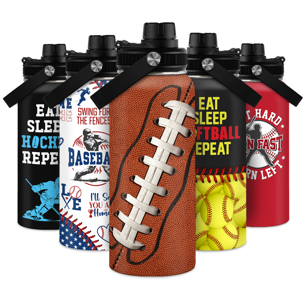 Football Water Bottle - 32oz Insulated Stainless Steel Sports Bottles ...