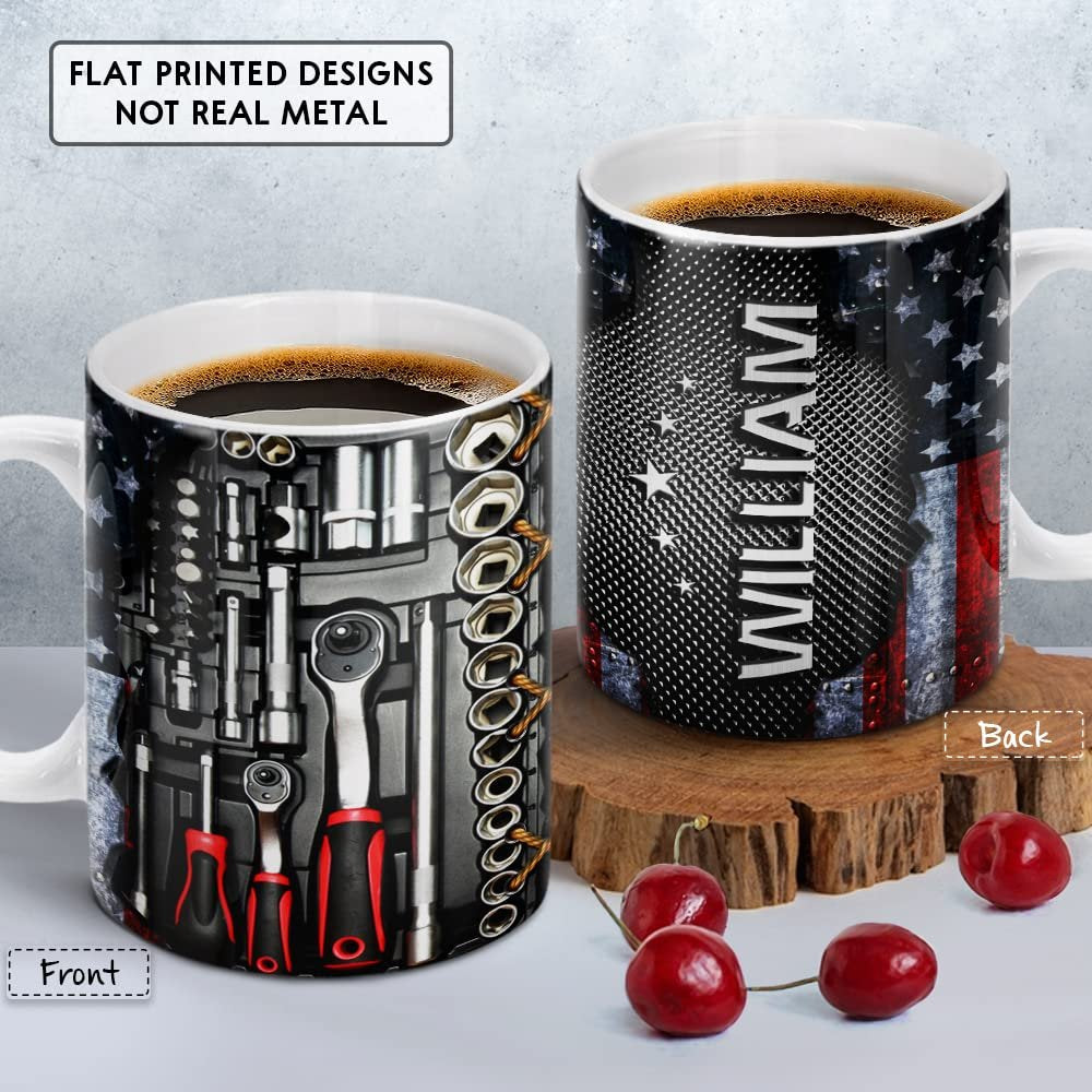 Personalized Mug For Dad Tool Box Drawing - Personalized Gift Sandjest
